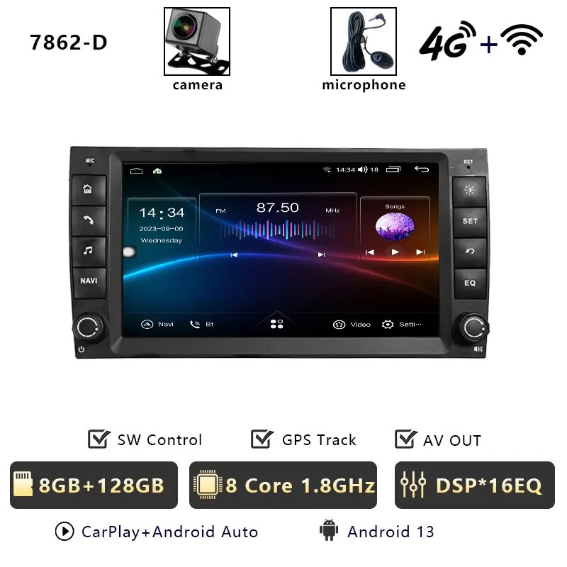 Для Porsche Cayenne 9PA 957 955 2002-2010 Автомагнитола Android 14 с Carplay, навигацией, 7862D