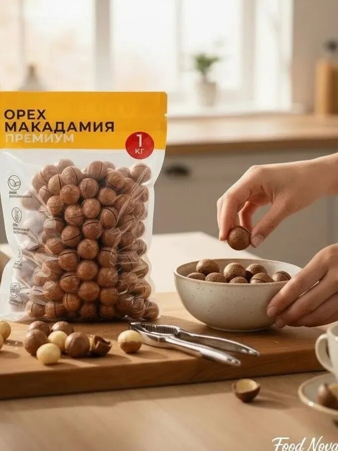 Макадамия орех 1 кг, в скорлупе с ключом, крупный калибр