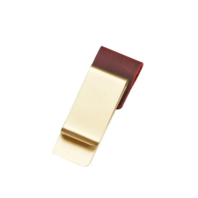 Держатель для денег кожаный металлический Brass Red