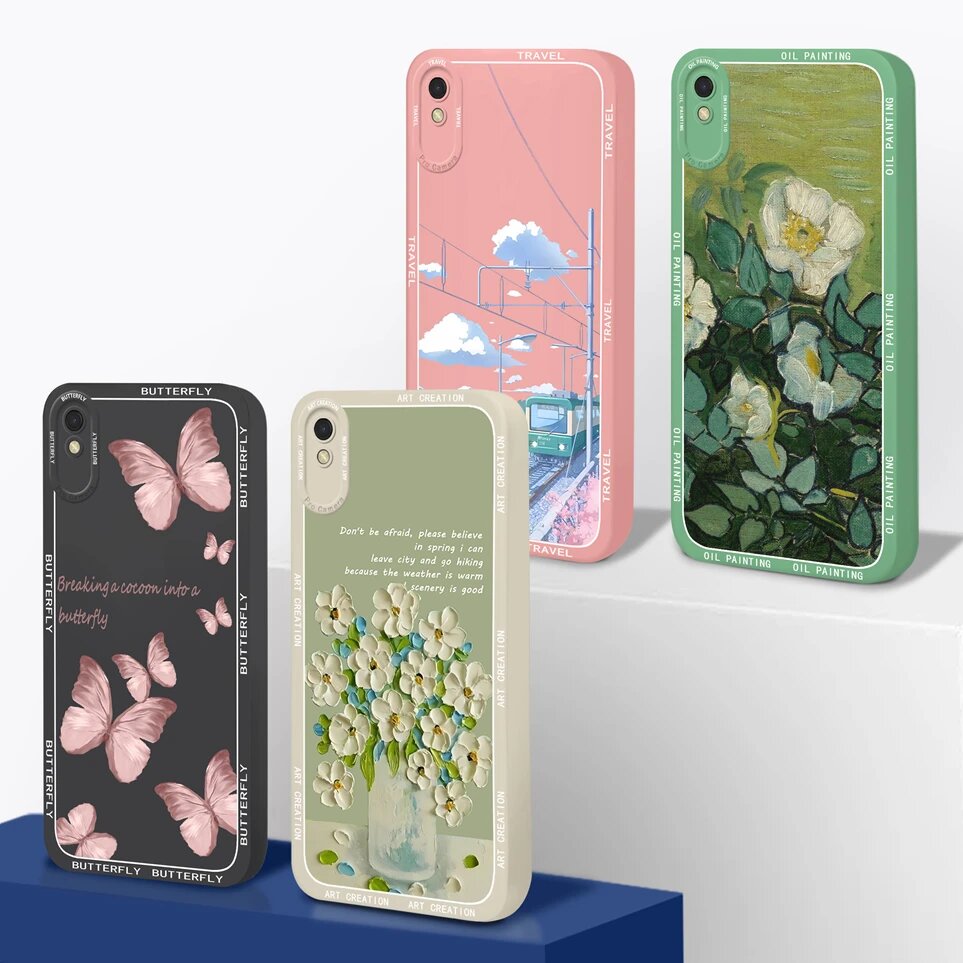 Розовый чехол для Xiaomi Redmi 9A с бабочкой