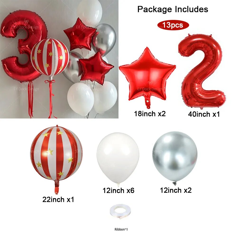 Фольгированные шары 22 дюйма красные цифры Number-2