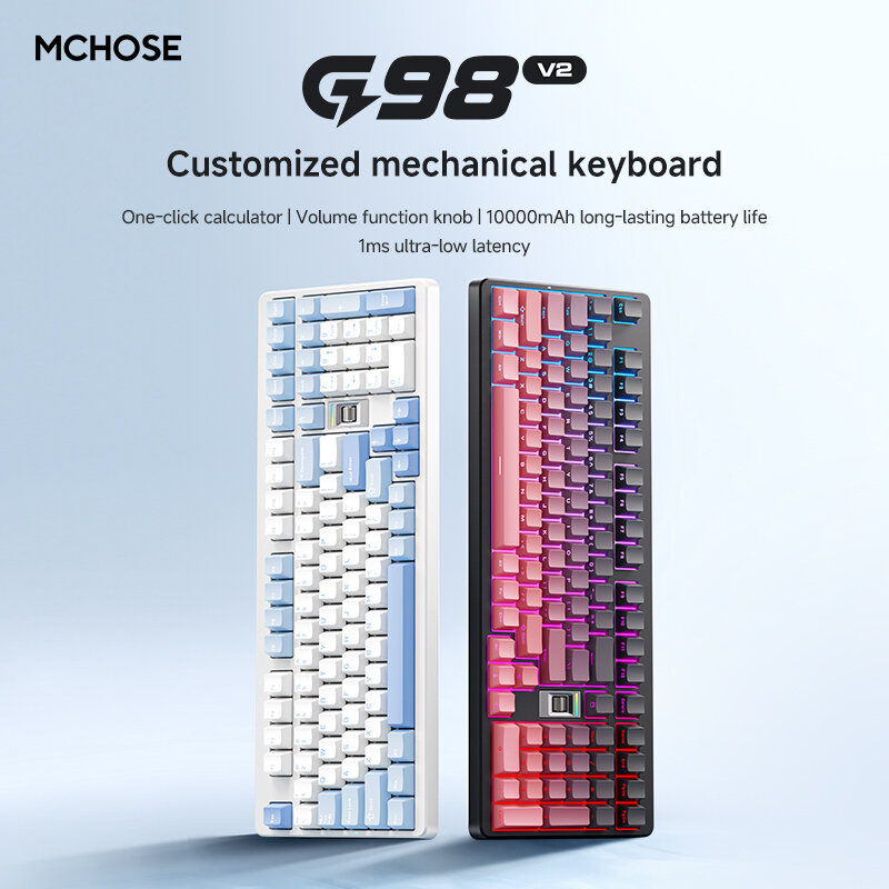 Механическая клавиатура MCHOSE G98 V2, цвет товара Raspberry Pink, Ice Blue Shaft — фото 1