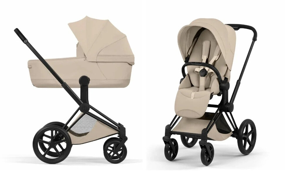 Детская коляска 2 в 1 Cybex Priam V cozy beige на шасси Frame matt black