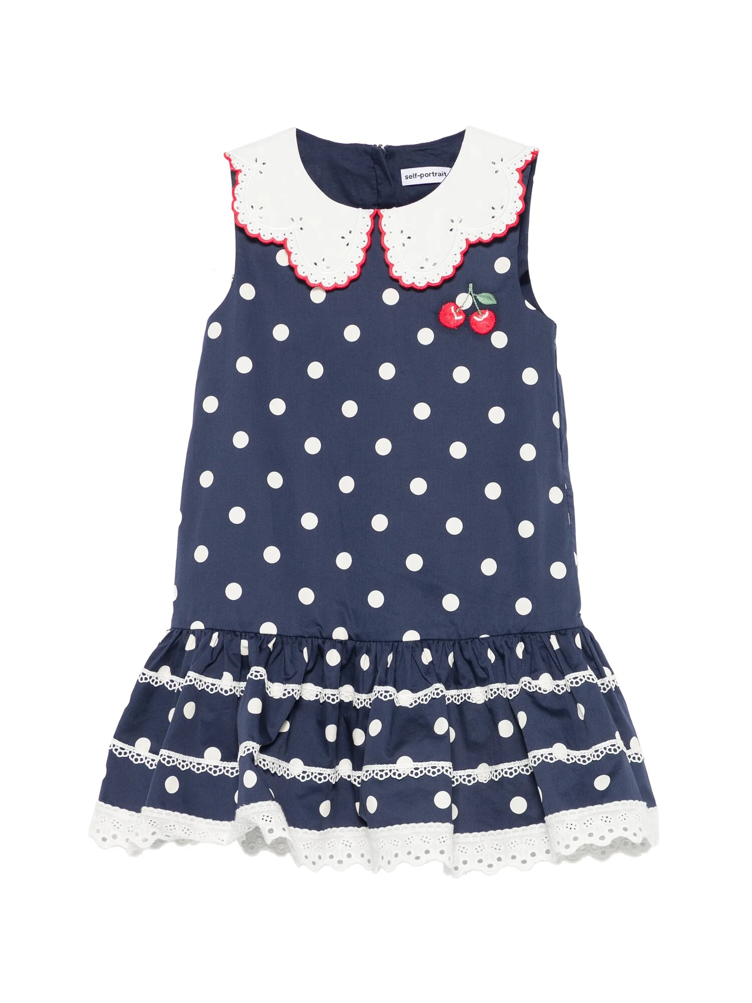 Платье Embroidered-collar polka-dot dress
