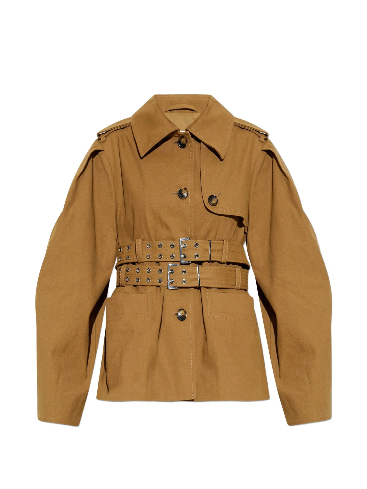 Пальто Double-belted pleated-sleeve coat