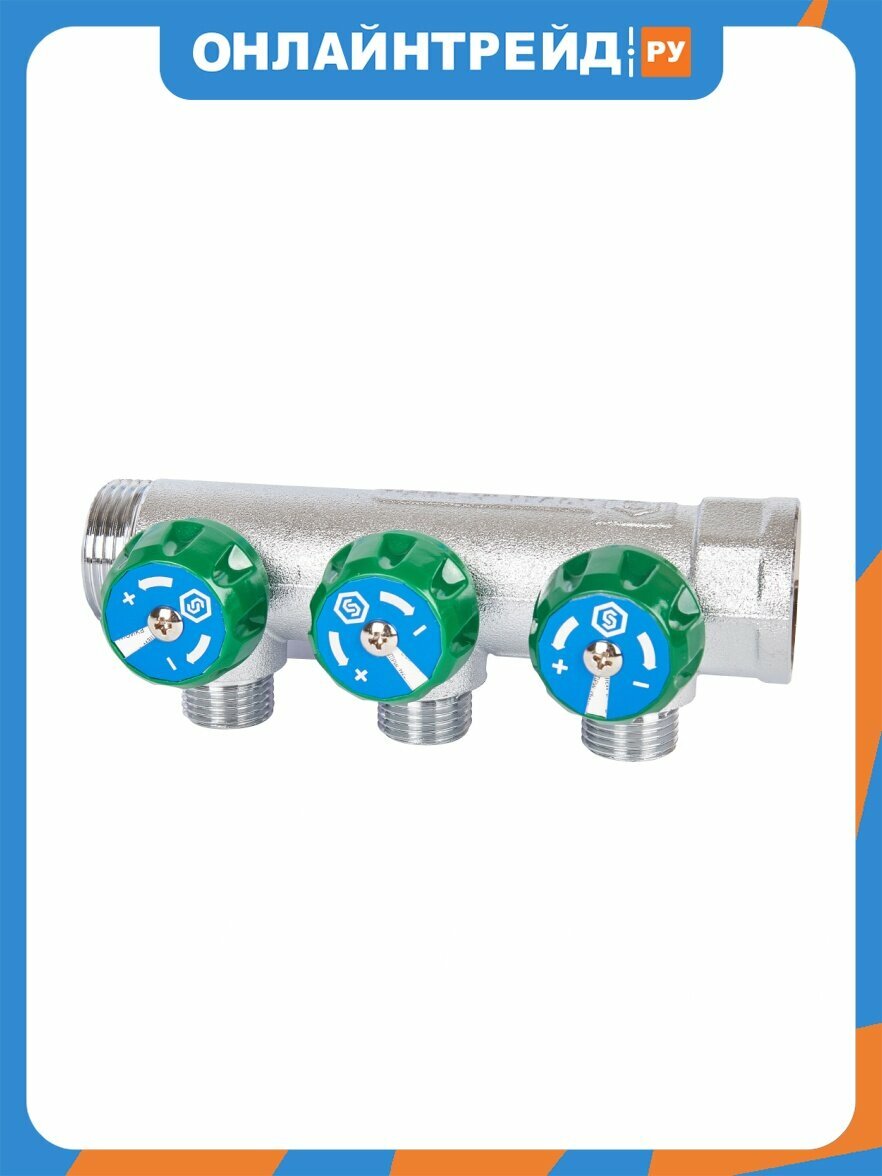Коллектор Stout регулирующий SMB-6850-011203 1", 3 отвода 1/2"