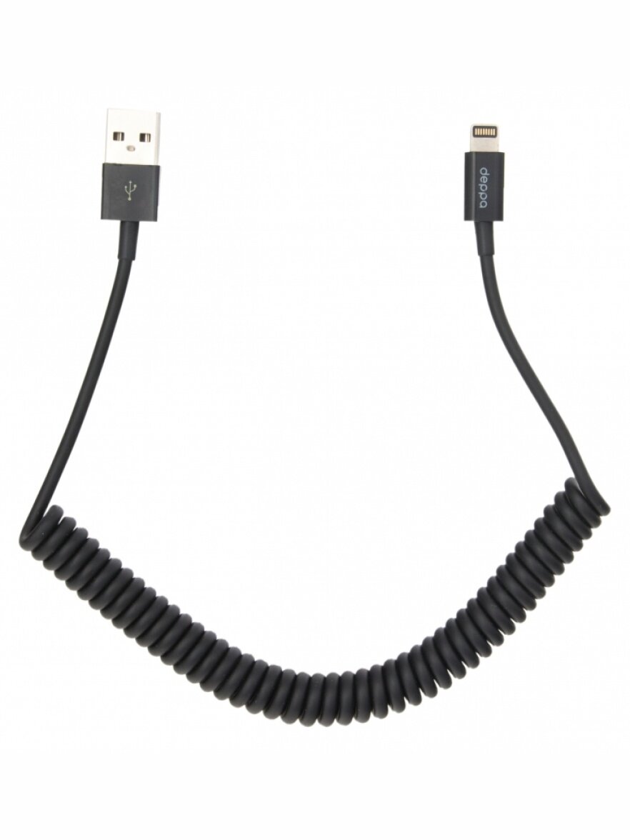 Кабель Deppa 72121 USB-A - Lightning, 1.5 м, витой, черный
