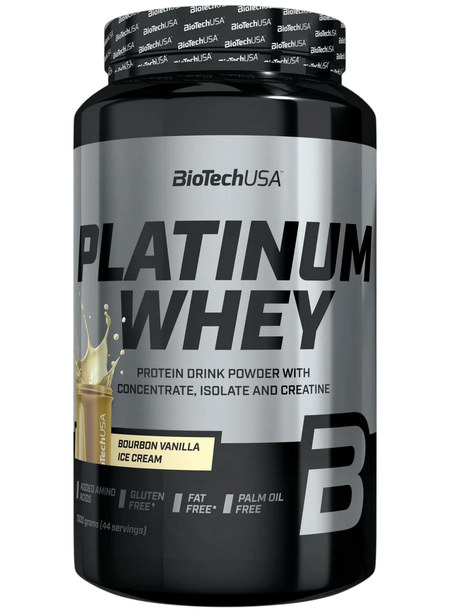 Сывороточный протеин BioTechUSA Platinum Whey 1000 г, Мороженое бурбонская ваниль