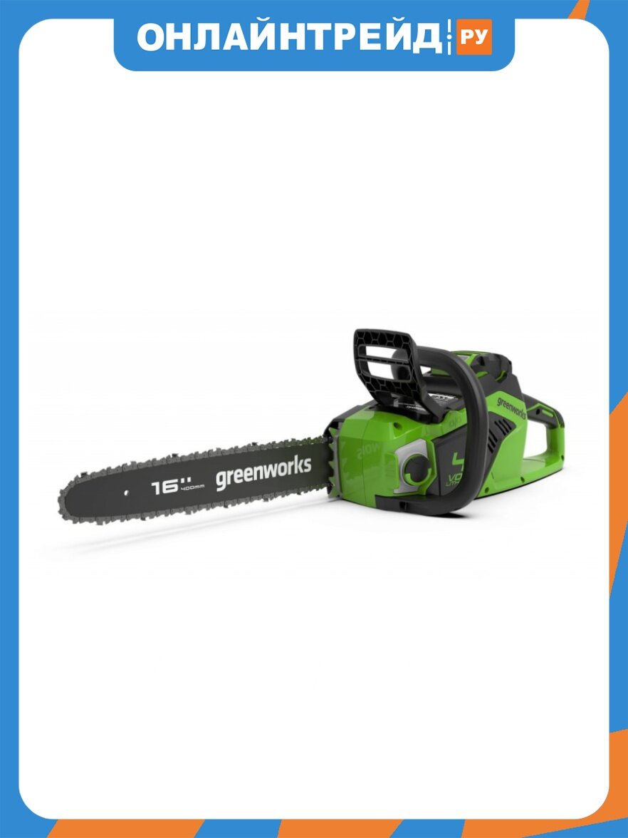 Пила цепная аккумуляторная Greenworks GD40CS18K4, 40V, 40 см, бесщеточная, до 1,8 КВТ, с АКБ 4АЧ и ЗУ