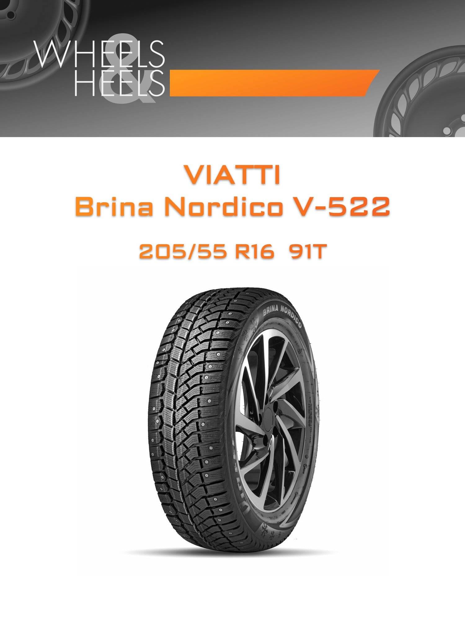 Шина автомобильная VIATTI Brina Nordico V-522 205/55 R16 91T WINTER Ш, зимняя, универсальная