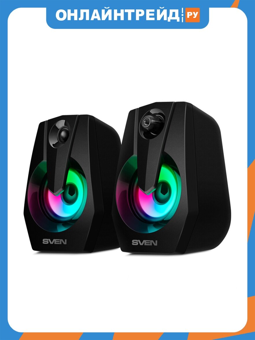 Колонки 2.0 Sven 370, черный (6 Вт, питание USB, подсветка)