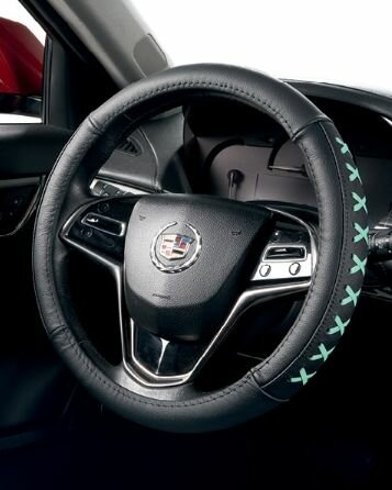Оплетка на руль (натуральная кожа) Автопилот, диаметр 37-40 см, Черный+зеленый GL2024