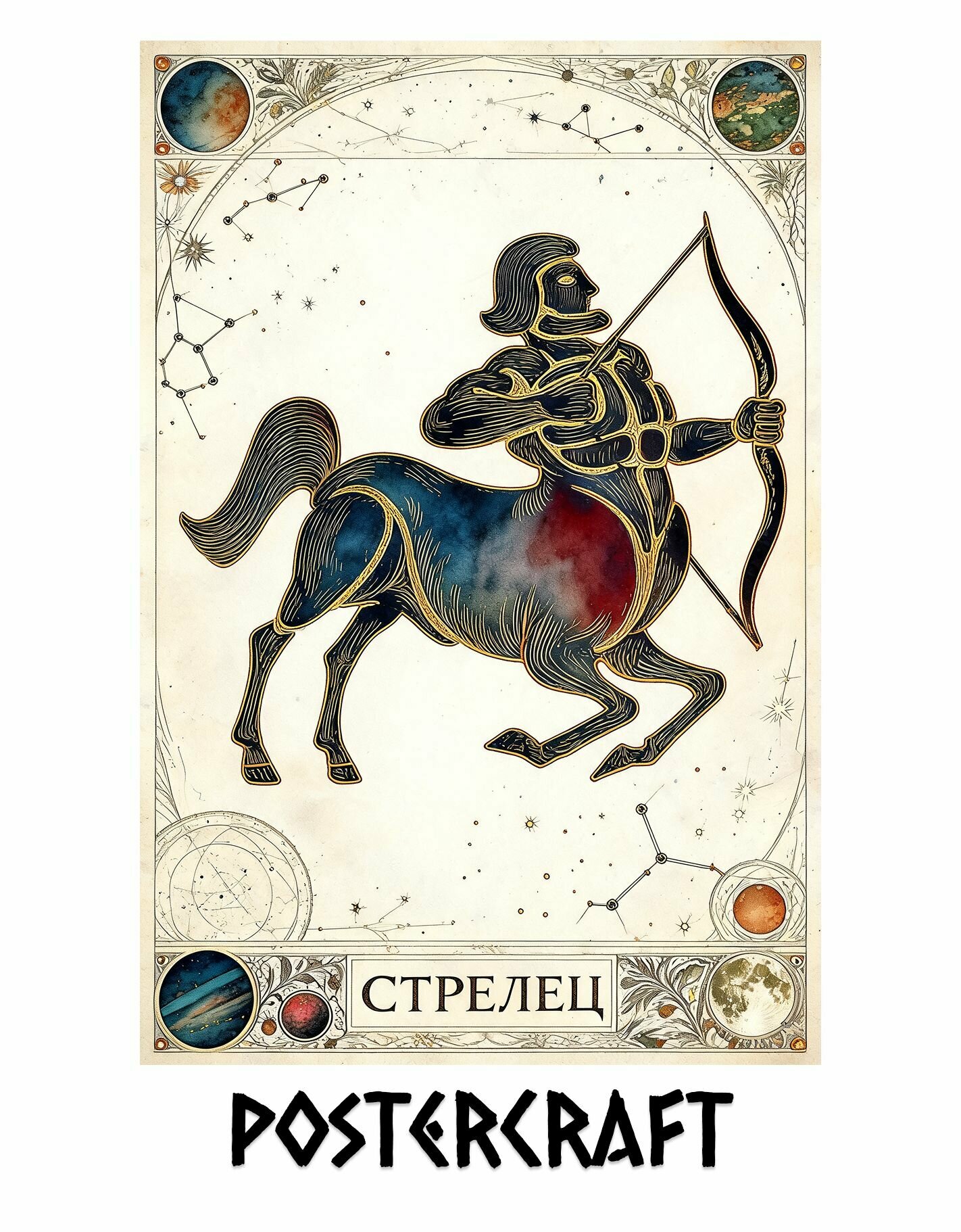 Постер Оберег "Стрелец" (Знак Зодиака), 29.7х42см, А3, глянцевый