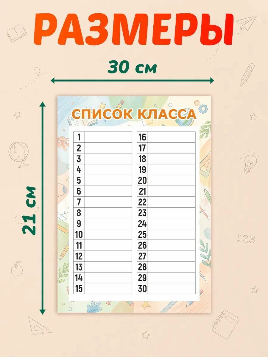 Плакат на стену список класса — фото 1