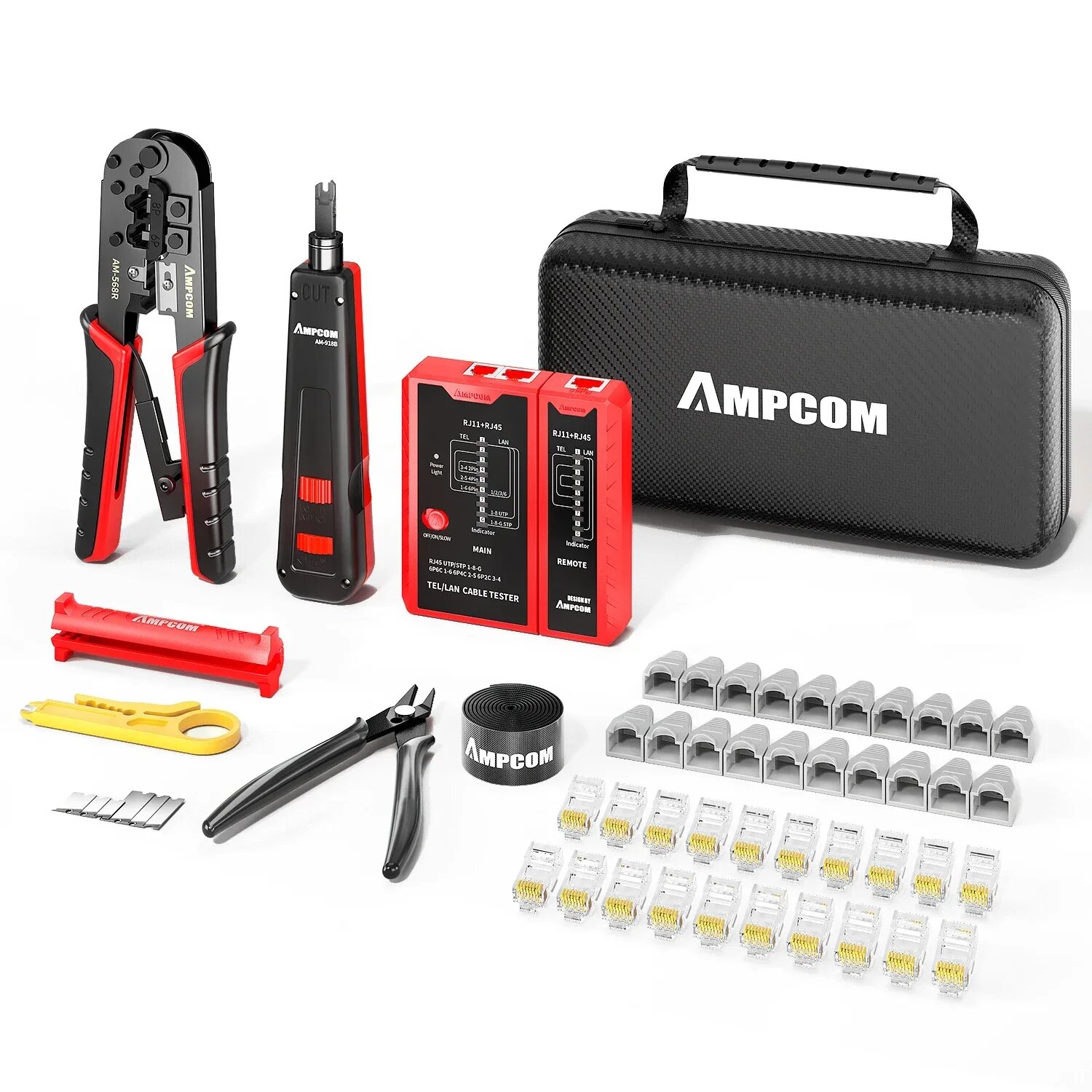 Набор инструментов AMPCOM для обжима RJ45 CAT6/CAT5e 568R 918B AMCRD Set