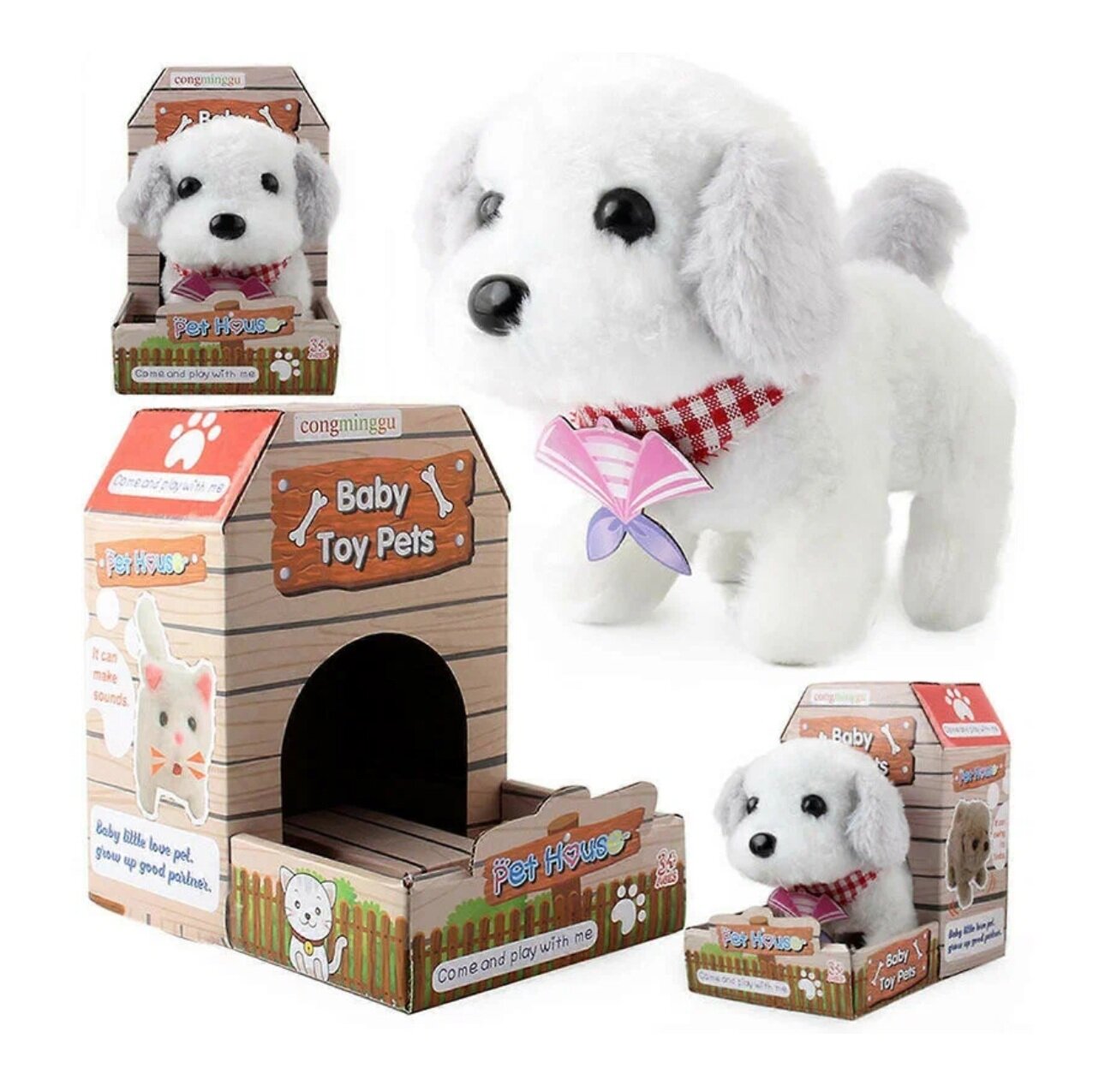 Мягкая игрушка "Собачка" от Pet House, звуковые эффекты, искусственный мех, 18 см х 12. 5 см х 14.5 см
