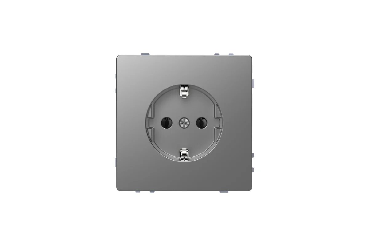 Schneider Electric Merten D-Life Нержавеющая Сталь Розетка 16А, с/з , без шторок, MTN2301-6036, 1 шт.
