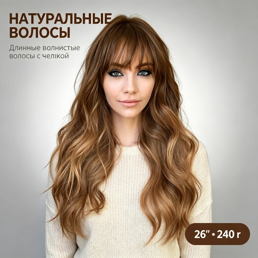 Многоцветный парик для женщин длинные волны скрывает седые волосы