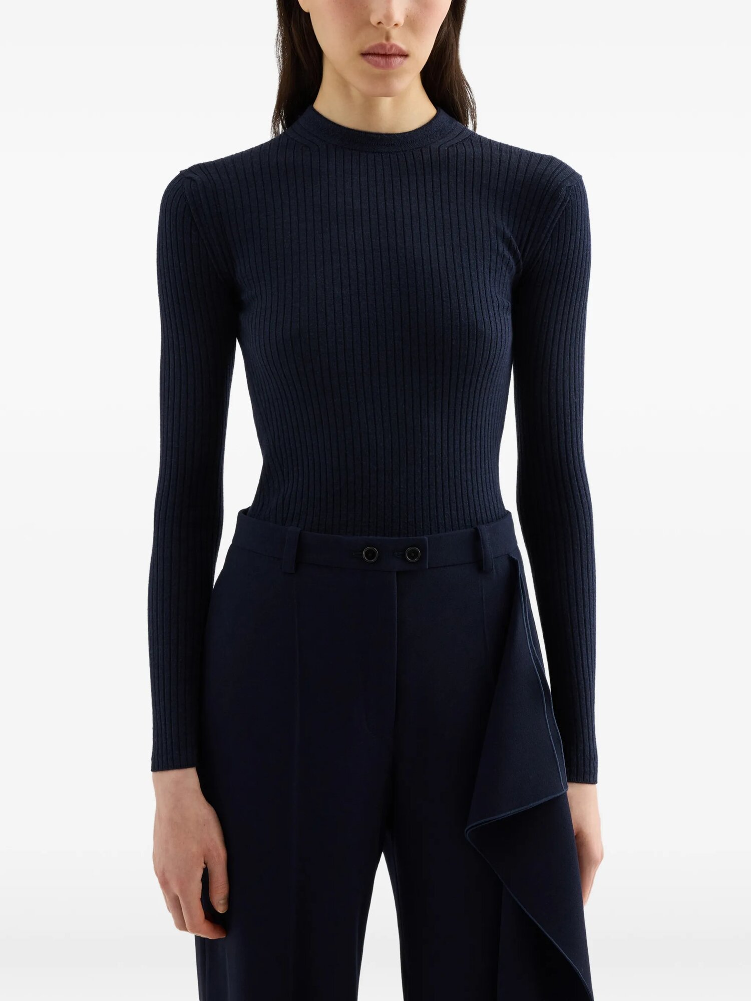 Свитер Jil Sander Ribbed-knit lightweight sweater, размер 44, , Синий принт — фото 1
