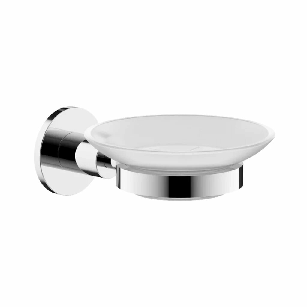 Мыльница Sancos Base SC9031CH настенная, стеклянная, хром, Стекло, глянцевая, глянцевый хром, круглая, подвесной