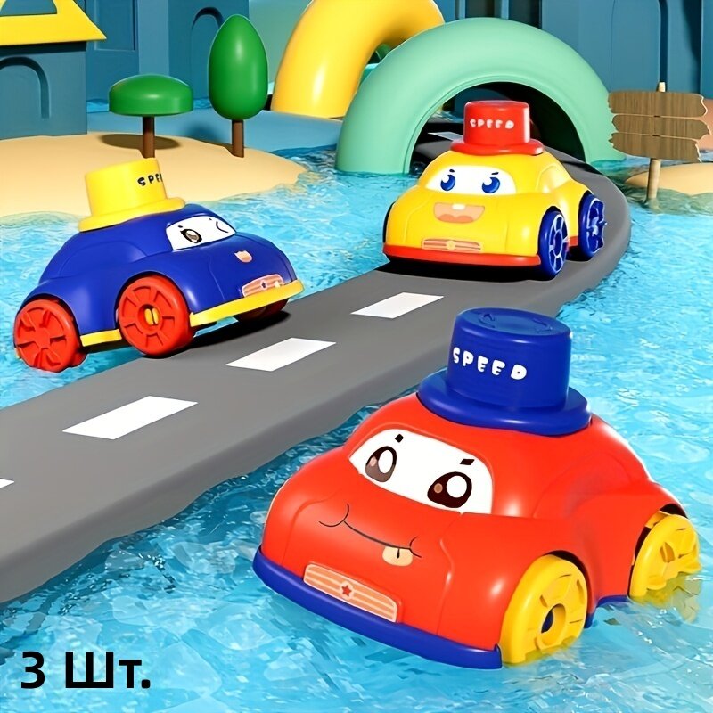Игрушечные машинки-амфибии 2-в-1, 3 шт, из ABS, для суши и воды, с функцией езды и плавания, яркие прочные ванные игрушки