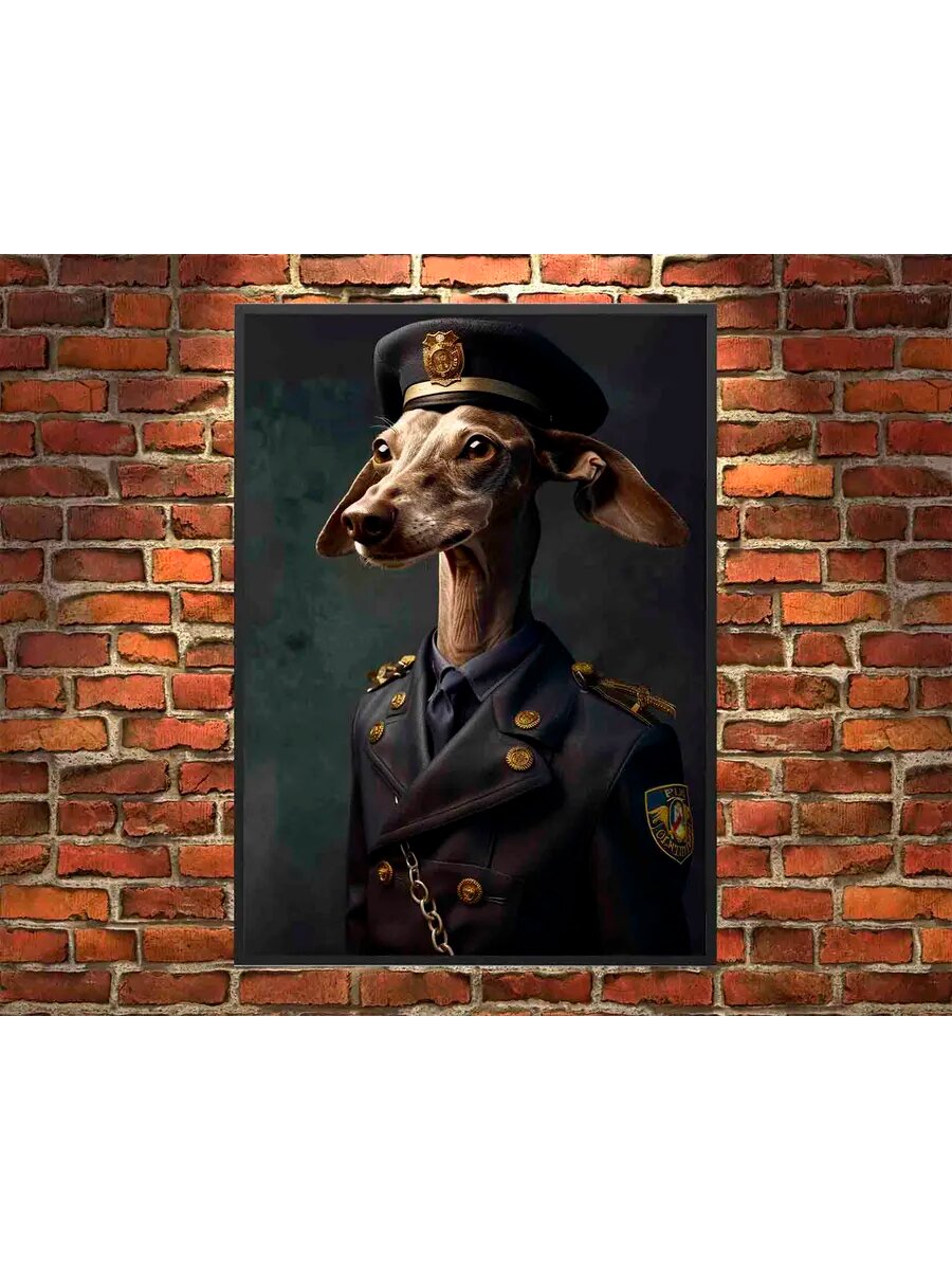 Итальянская борзая собака-полицейский 1, Плакат 30x42см