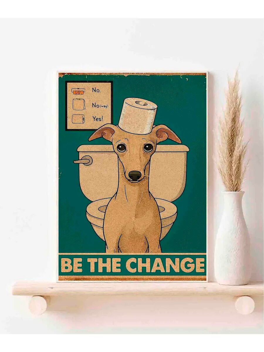 Итальянская борзая собака, Be The Change, Плакат 30x42см