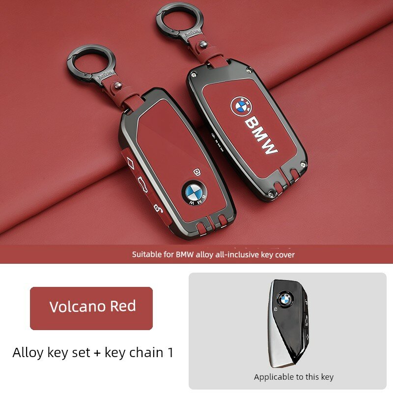 Ключевой чехол BMW модель E в вулканическом красном с круглым кожаным ремешком для 3 серии