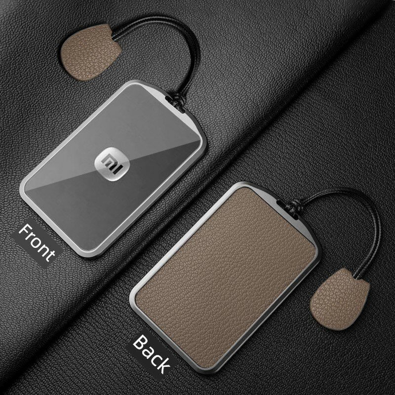 Алюминиевый магнитный держатель для автомобильных карт и ключей Xiaomi SU7, Серый слоновой кости, кожа французской козы