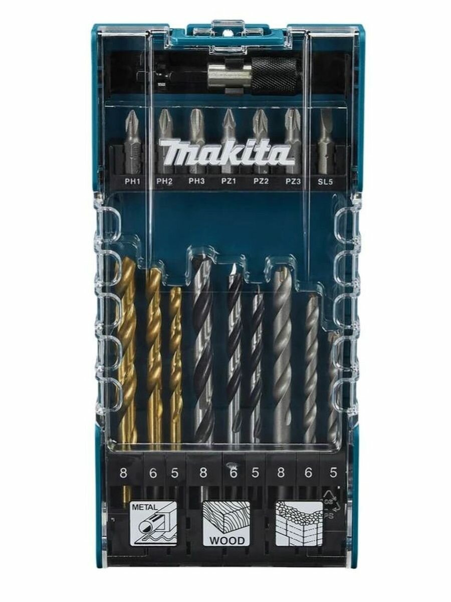 Набор сверл и бит Makita D-74887 17 шт. По металлу/дереву/бетону
