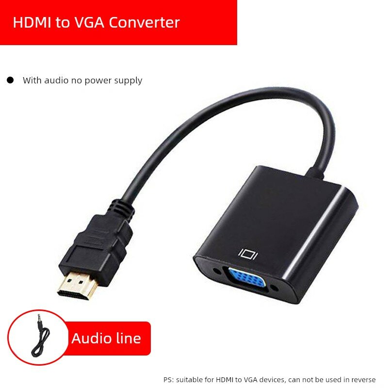 Классический черный конвертер HDMI-в-VGA с аудио без питания 0.5 м для ПК