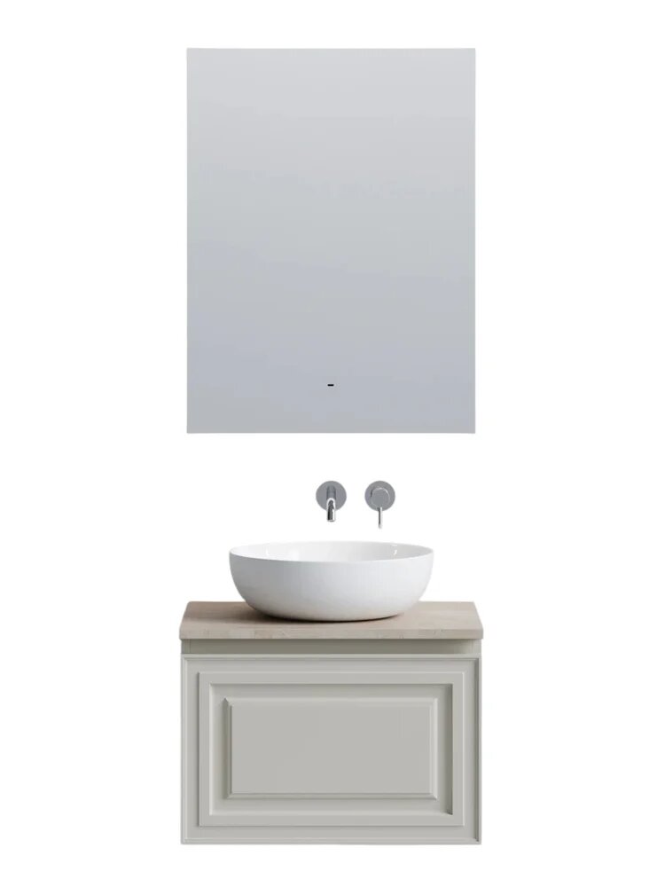 Мебель для ванной комнаты Sancos Самая (Very) 60 матовая бежевая (beige soft), столешница TT60A2, раковина CN5024
