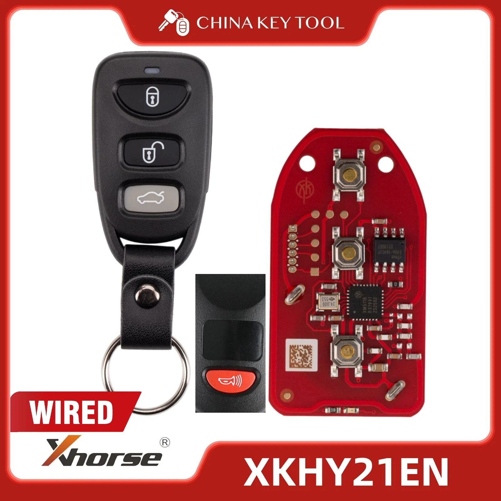 XHORSE XKHY21EN V2 2nd Gen Универсальный проводной дистанционный ключ 4 кнопки английская версия поддерживает беспроводное программирование