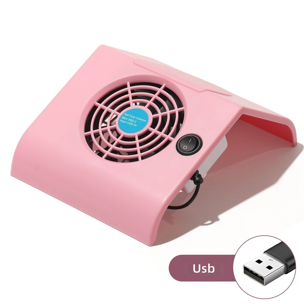 Пылесос для маникюра с USB-питанием и сильной тягой, 2 сменных мешка, розовый
