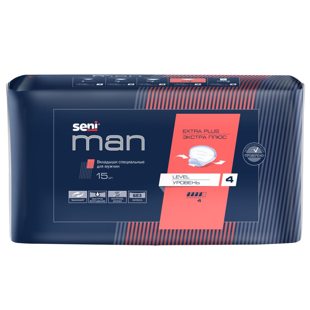 Прокладки урологические для мужчин Seni Man Extra Plus Level 4, 4 капли, 15 штук