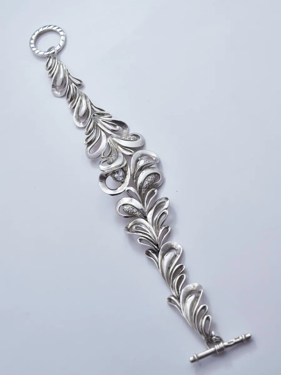 Браслет, серебро, 925 проба, фианит