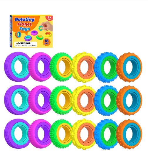 Набор антистресс колец из силикона 6 шт 18pc with box