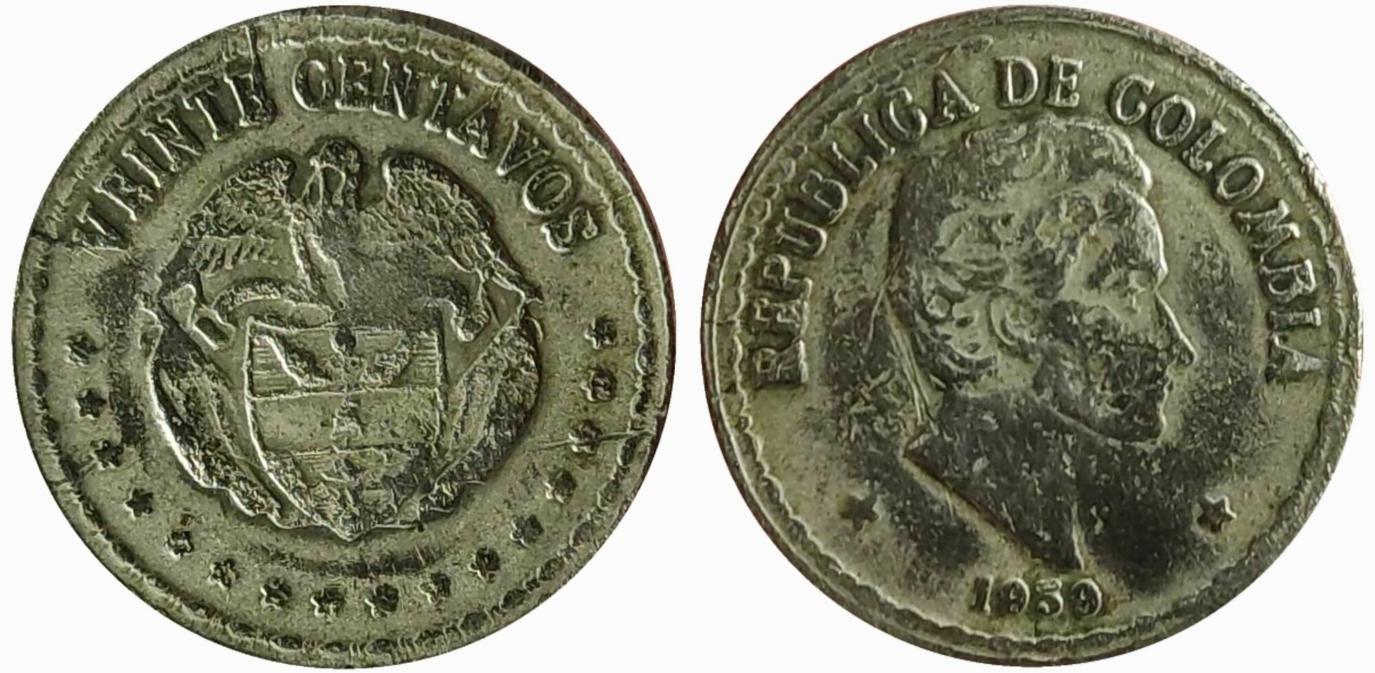 Колумбия 20 сентаво, 1959 Симон Боливар F