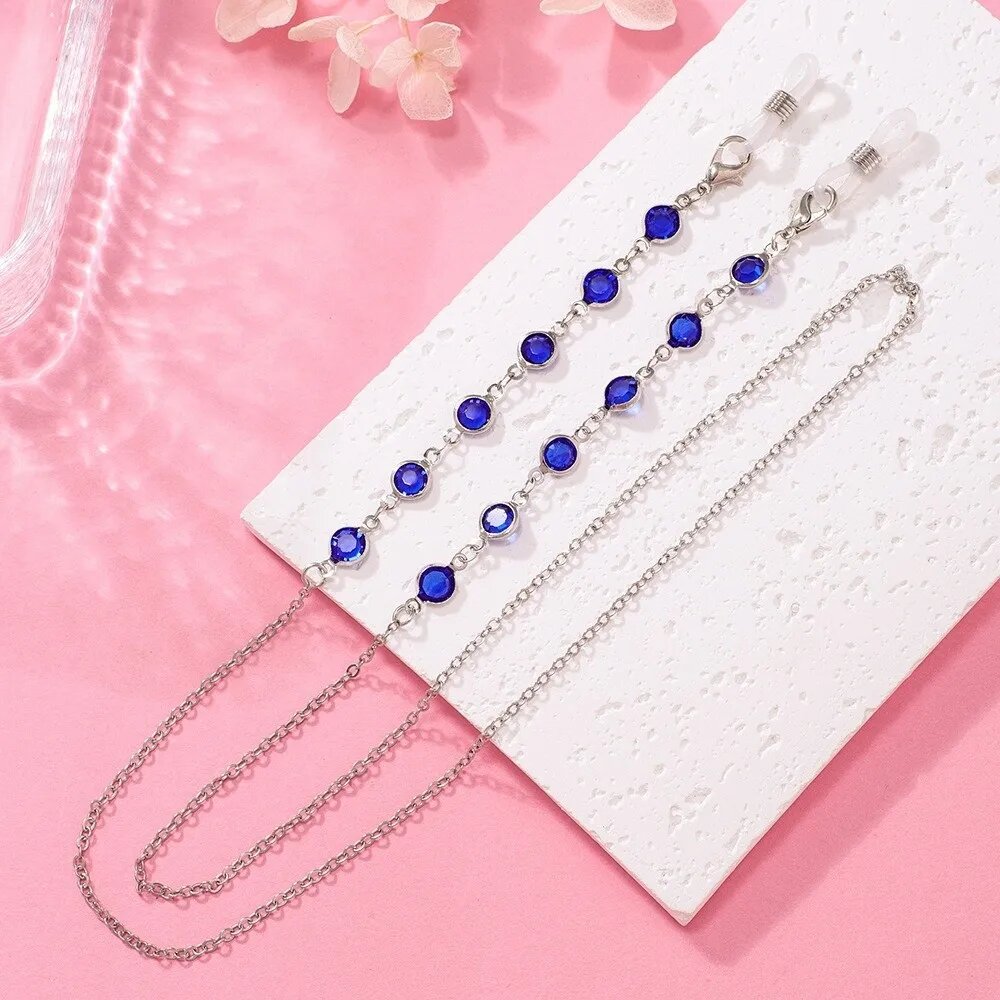 Цепочка для очков металлическая Silver - Blue