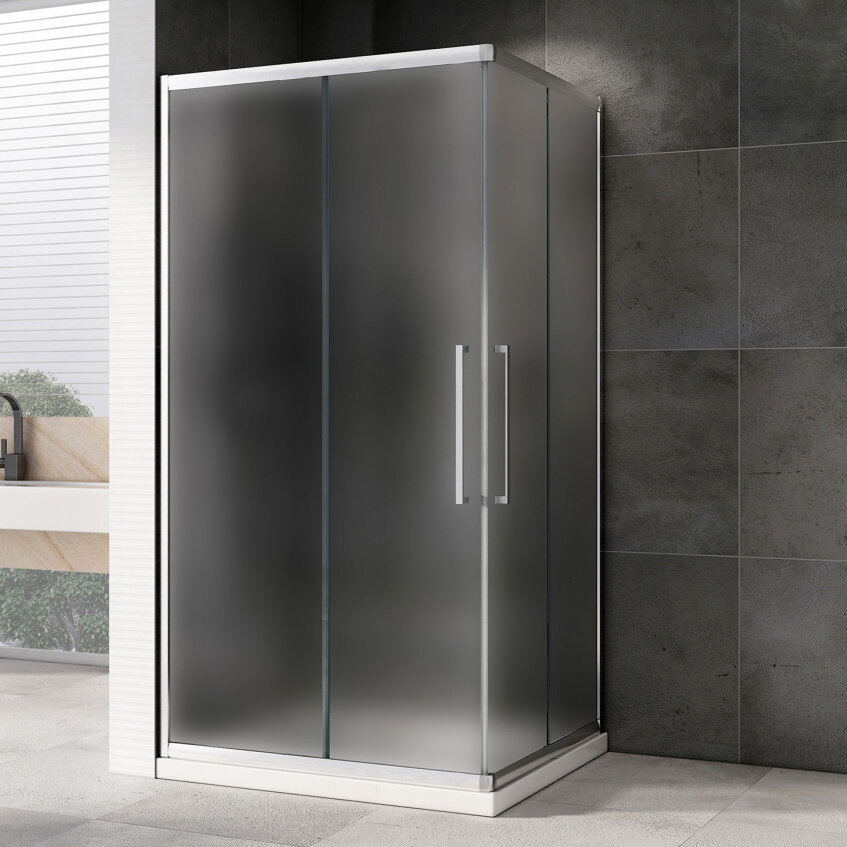 Душевой уголок Abber Schwarzer Diamant AG02128MH 120x80, профиль хром матовый, стекло матовое