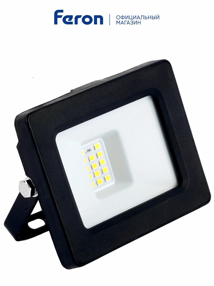 Светодиодный прожектор с датчиком освещенности IP65 20W 6400K, черный, Feron LL-980 53140