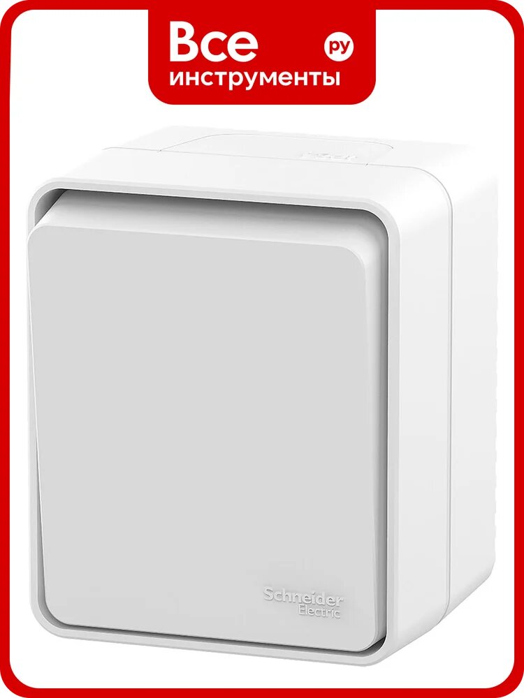 1-клавишный кнопочный выключатель Systeme Electric Atlasdesign profi ip54 о/у 10 ах, белый