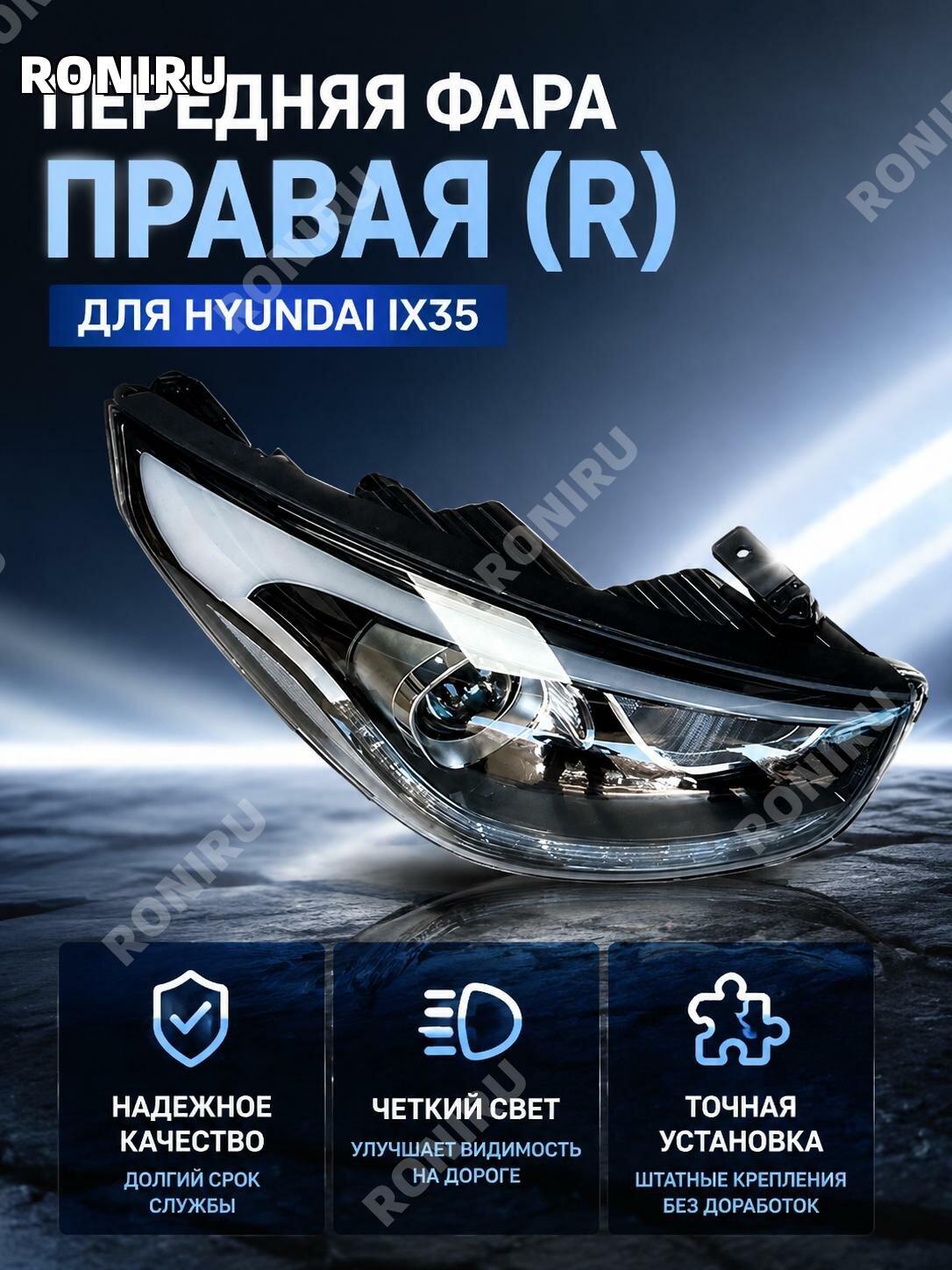 Правая передняя фара для Hyundai ix35,92102-2Z520