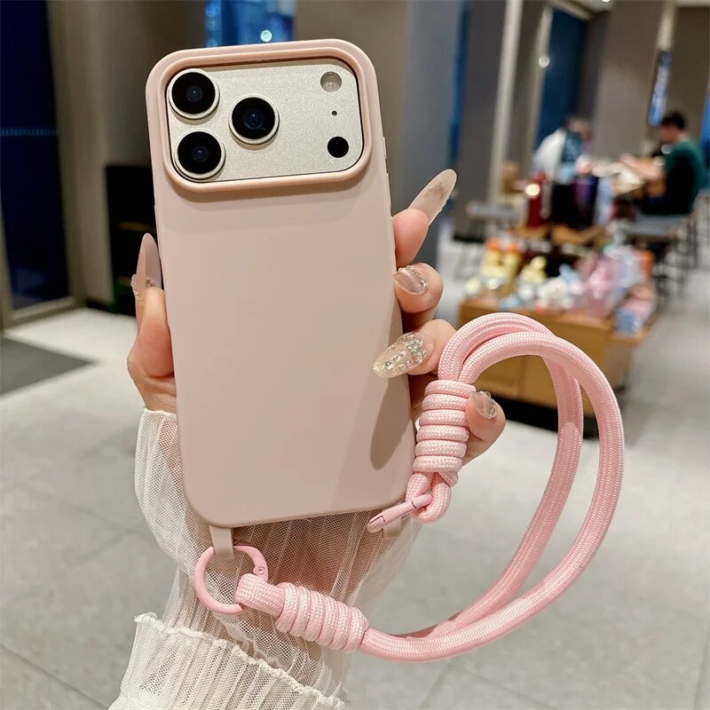 Чехол для iPhone 14 Plus Sand Pink с ремешком