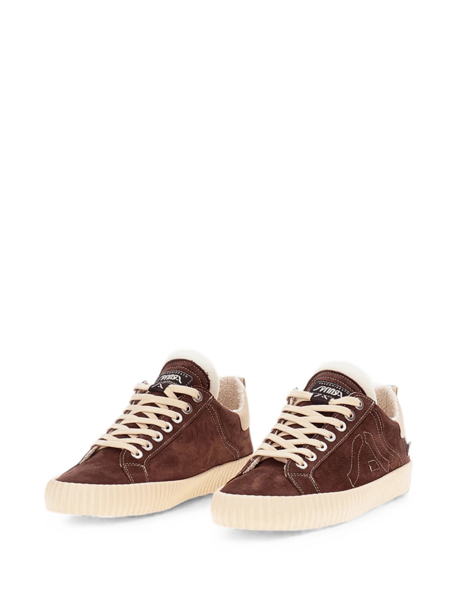 Кроссовки Springa Wavy suede logo-patch sneakers, размер 40, коричневый/серый/оранжевый — фото 1