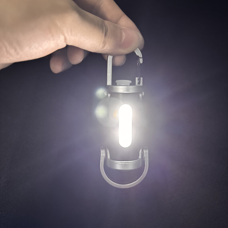 Фонарик-брелок с USB-зарядкой и разъемом Type-C, компактный аварийный фонарь с несколькими режимами свечения и стробоскопом для гаражей, походов, рюкзаков и чрезвычайных ситуаций, белый свет, 1 шт.
