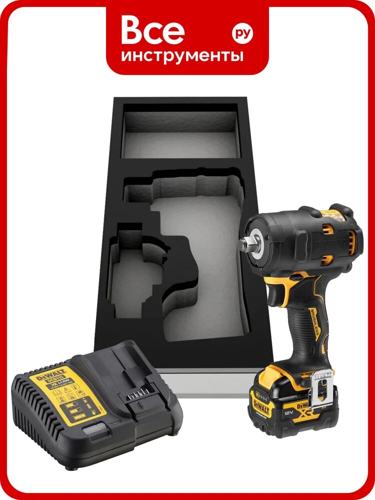 Аккумуляторный гайковерт DEWALT DCF901P1G, 12 В, 340 Нм, 3250 уд/мин, с АКБ 5 Ач и ЗУ, в чехле DCF901P1G-QW