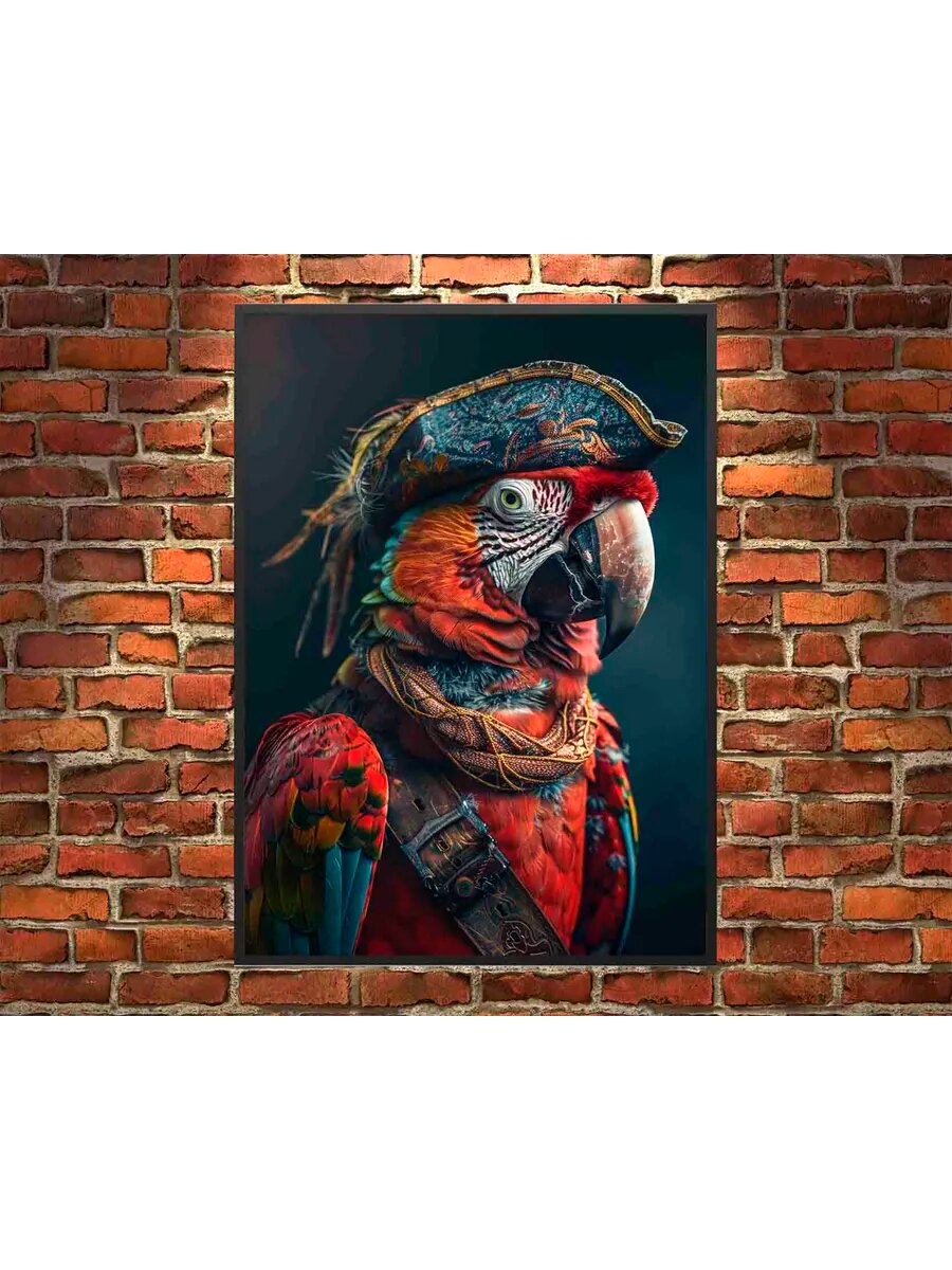 Птица-попугай Пират 1, Плакат 30x42см