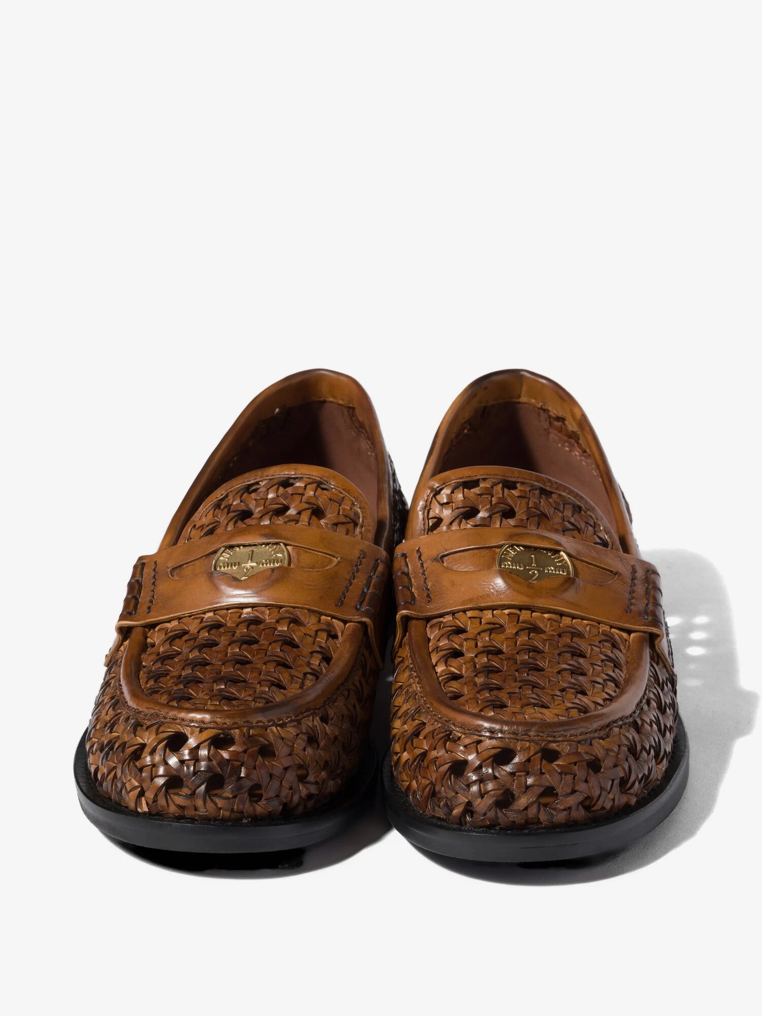 Лоферы Miu Miu Woven leather loafers, размер 37,5 — фото 1