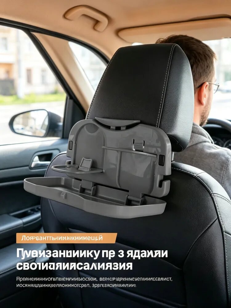 Подставка на подголовник, пластиковая, серая